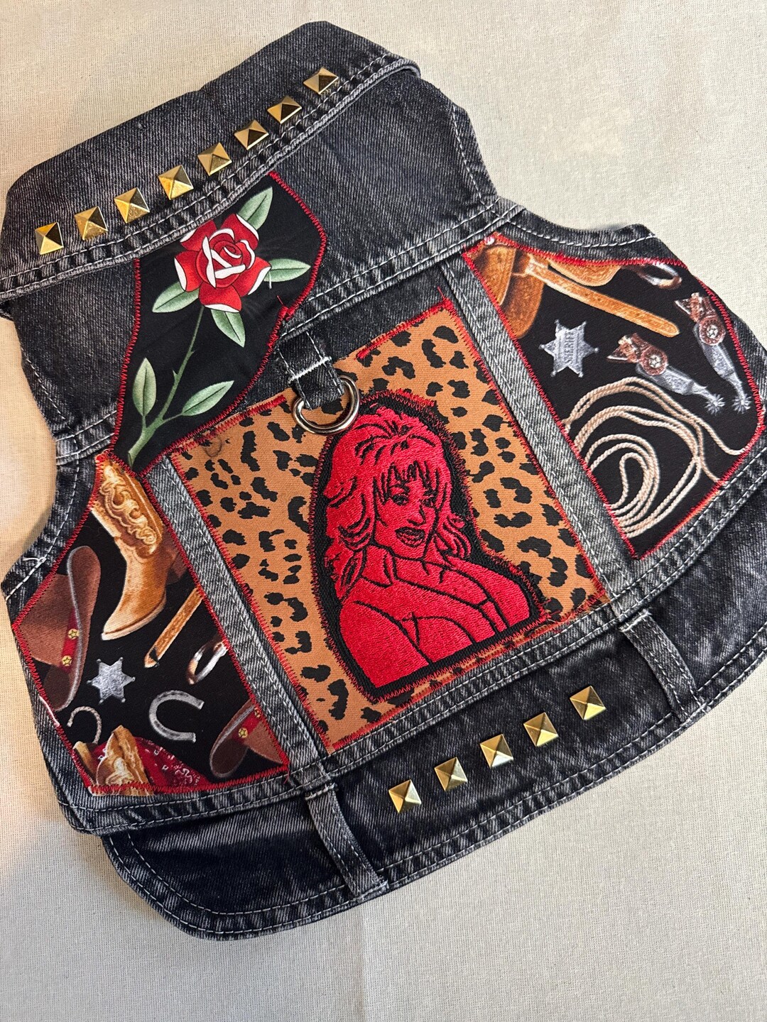 Large Punk Rock Dog Jacket/battle Vest Featuring Dolly Parton ...