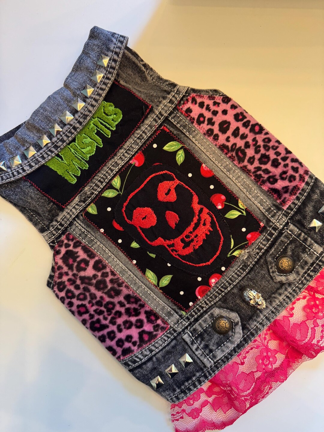 Large Punk Rock Dog Jacket/battle Vest Featuring Misfits Embroidered ...