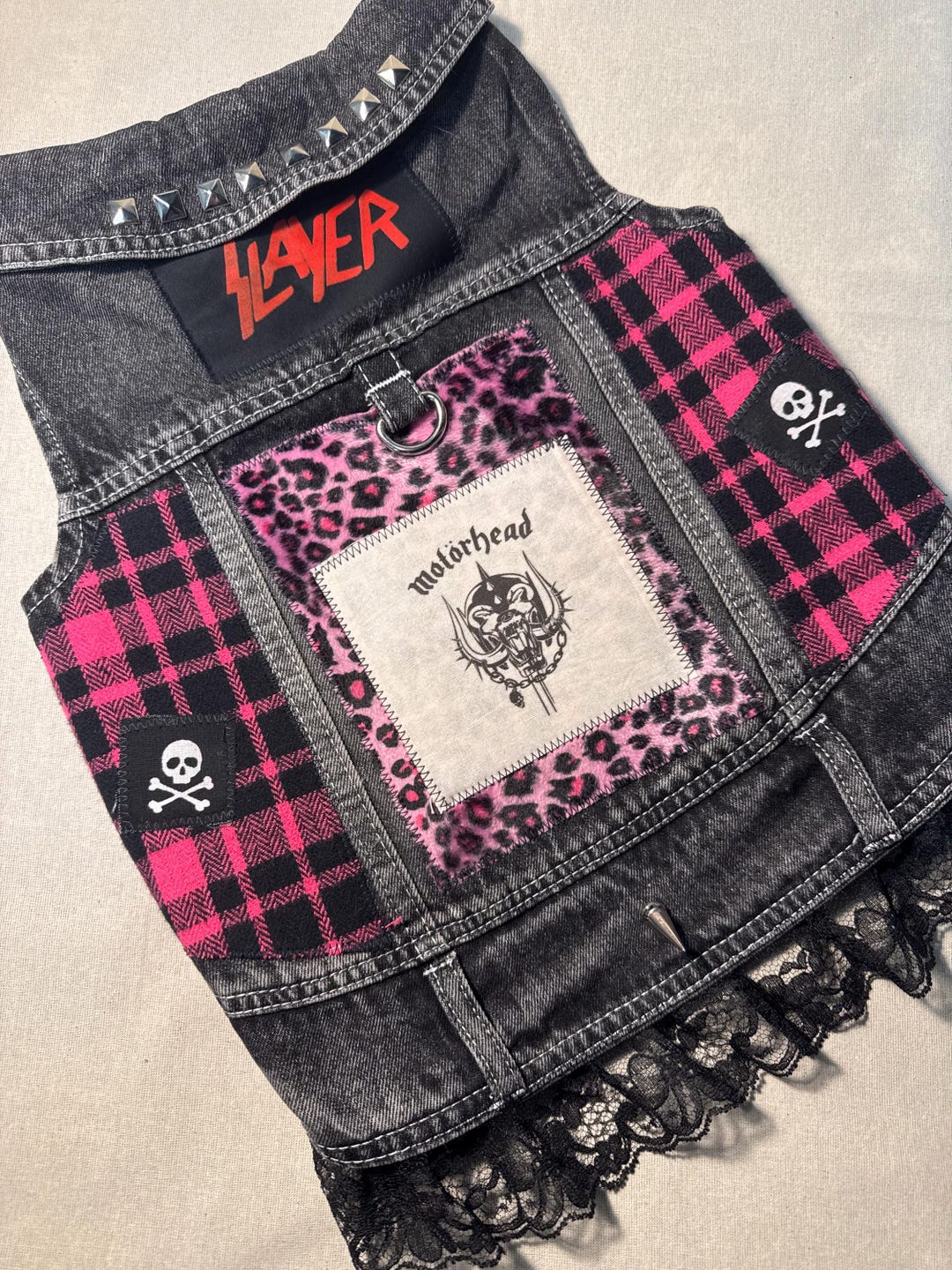 XXL Punk Rock Dog Jacket/battle Vest With Motörhead and Slayer Patches ...