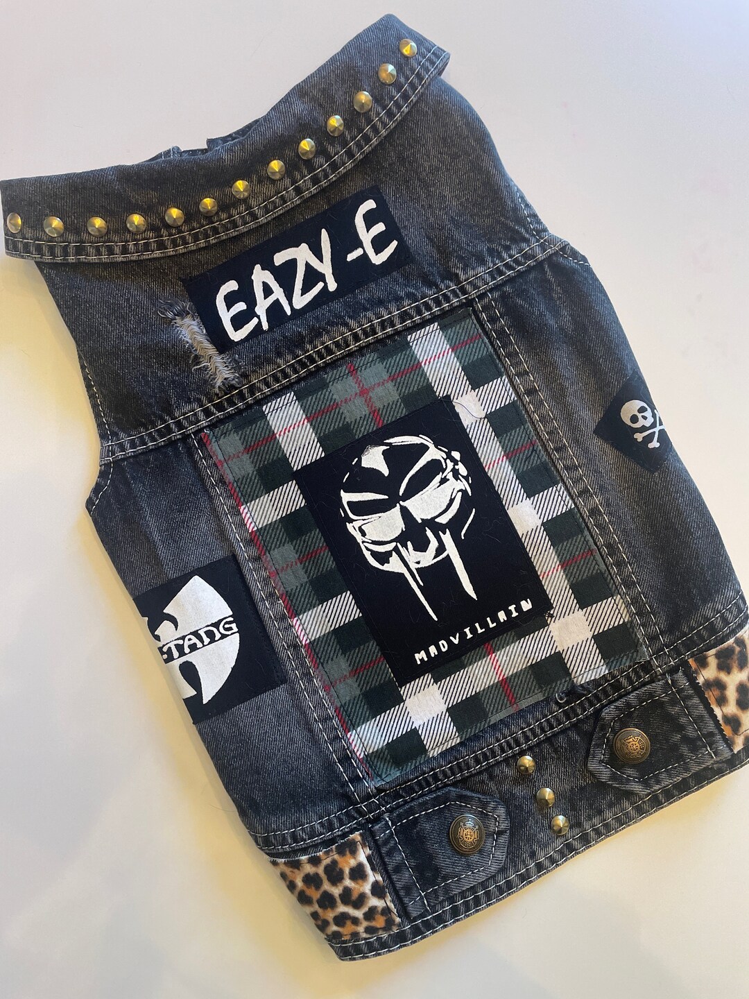 XXL Punk Rock Dog Jacket/battle Vest Feat. Madvillain, Eazy-e, and Wu-tang Clan Patches, Soft ...