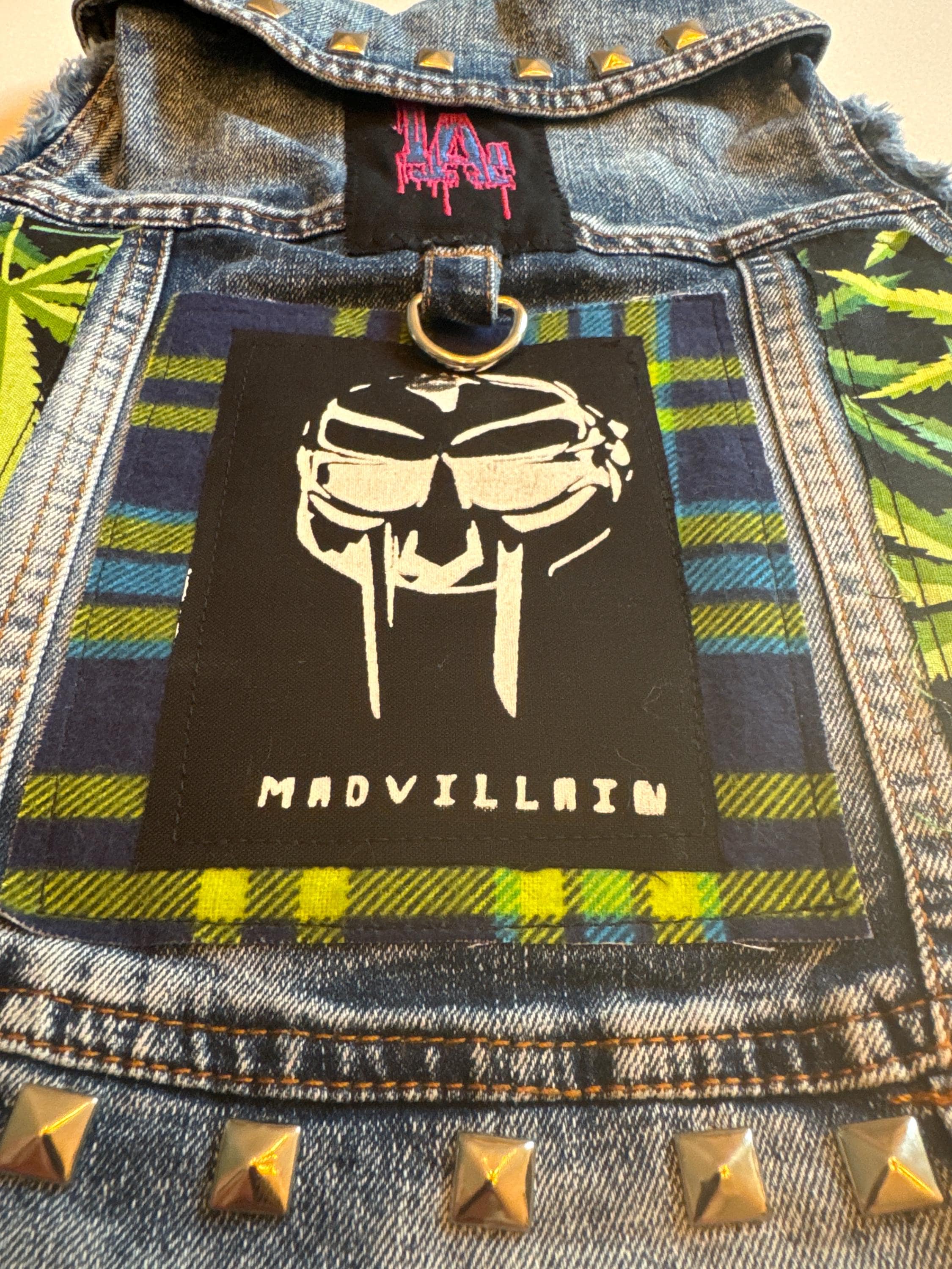 XL Punk Rock Dog Vest: Handmade Madvillain Patch, Embroidered LA - Etsy