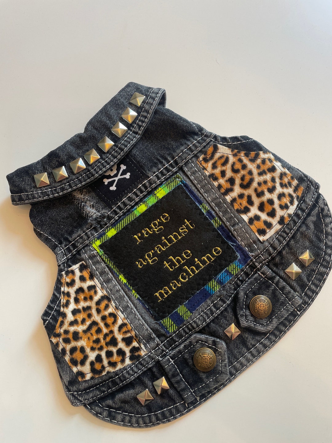 Small Punk Rock Dog Jacket/battle Vest Featuring Embroidered Rage ...