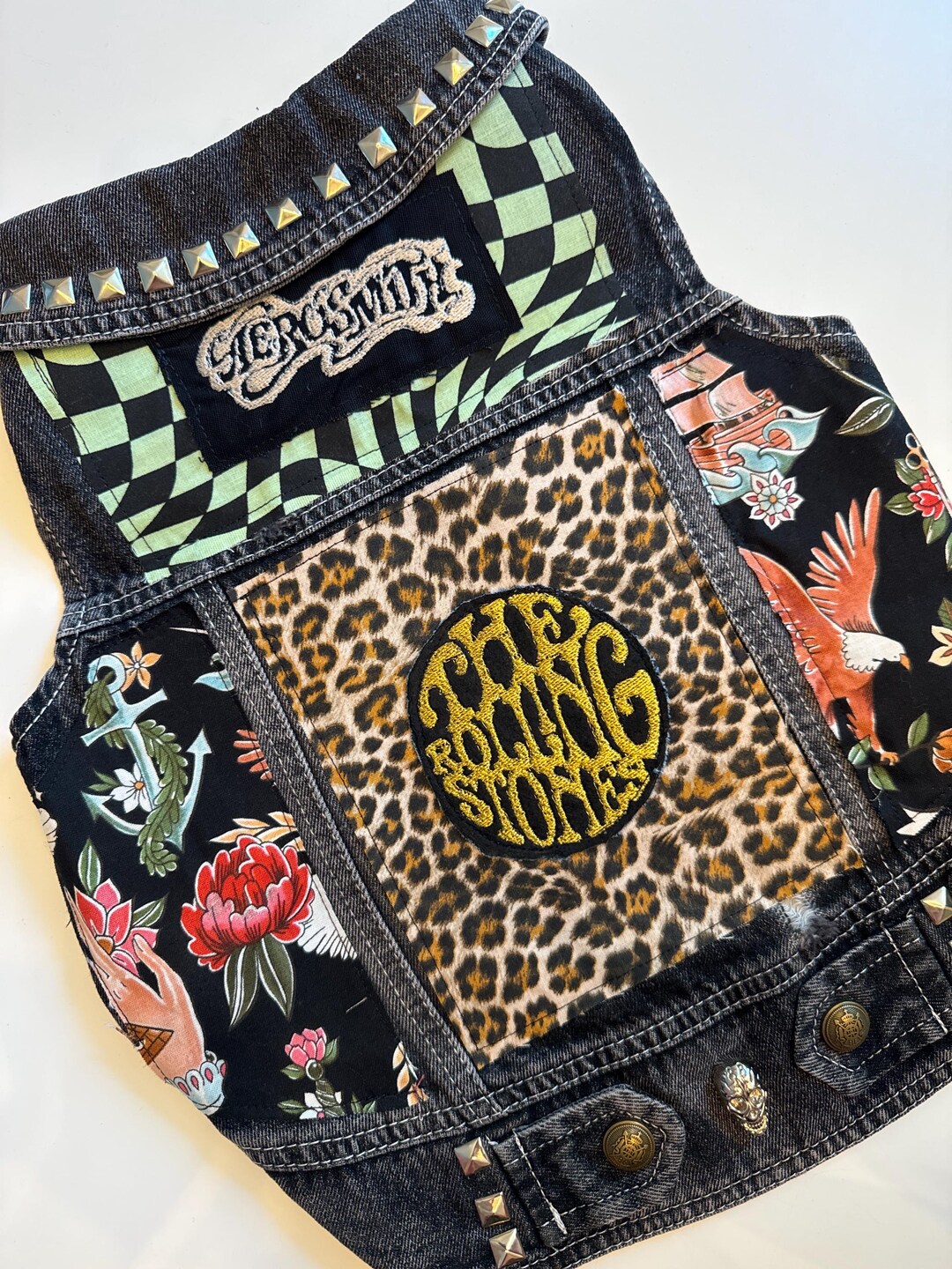 XXL Punk Rock Dog Jacket/battle Vest Feat. Rolling Stones and Aerosmith ...