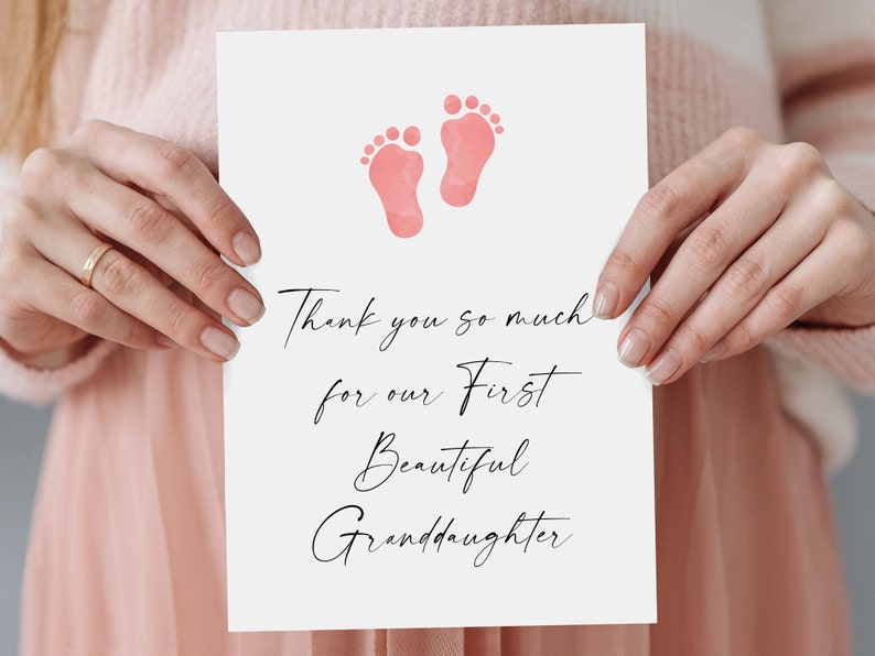 New Baby Card DIGITAL DOWNLOAD, Thank You for Our First Granddaughter ...