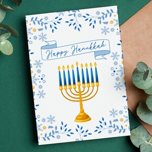 Hanukkah Cards PRINTABLE - DIGITAL DOWNLOAD Jewish Holiday Menorah ...