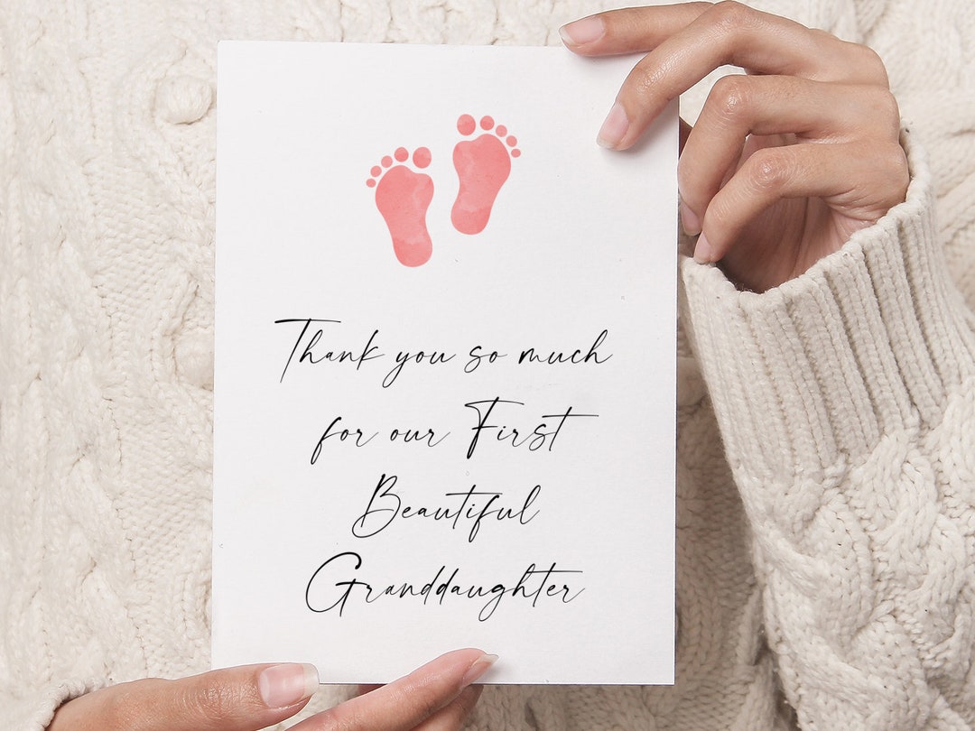 New Baby Card DIGITAL DOWNLOAD, Thank You for Our First Granddaughter ...
