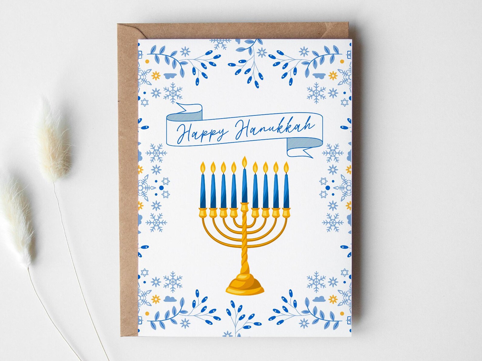 Hanukkah Cards PRINTABLE - DIGITAL DOWNLOAD Jewish Holiday Menorah ...