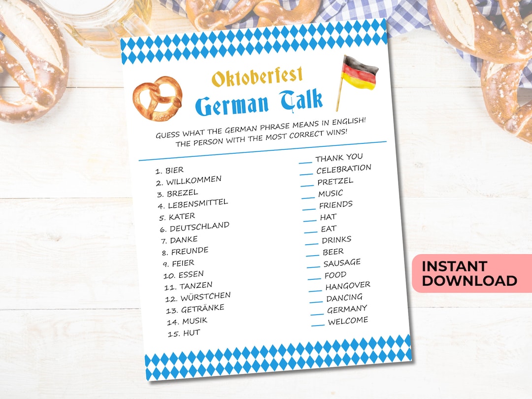 Oktoberfest Game PRINTABLE DOWNLOAD, Party Game Beer Festival German ...