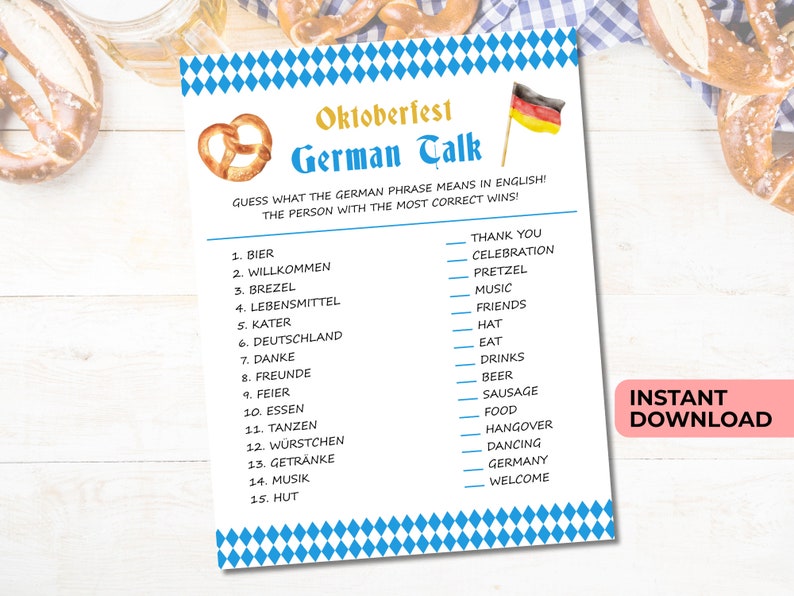 Oktoberfest Game PRINTABLE DOWNLOAD, Party Game Beer Festival German ...