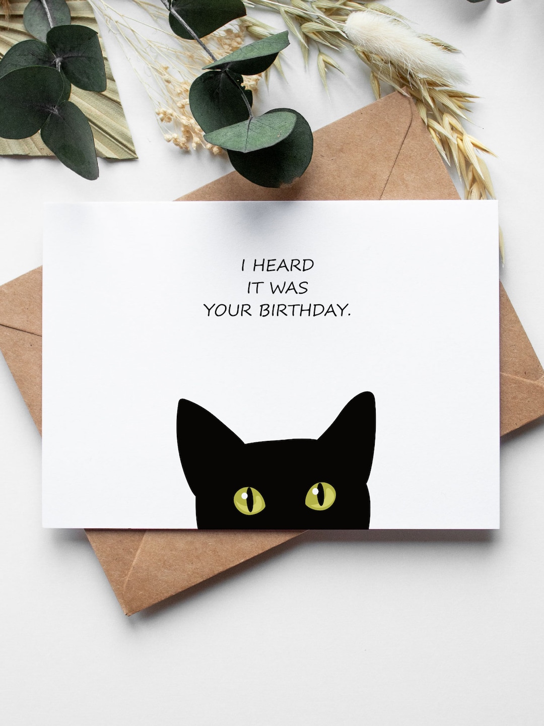 DOWNLOADABLE Birthday Card Cat - Etsy
