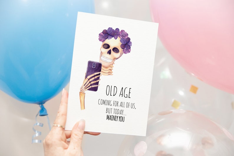 Funny Birthday Card for Her DIGITAL DOWNLOAD, Skeleton Skull Birthday ...