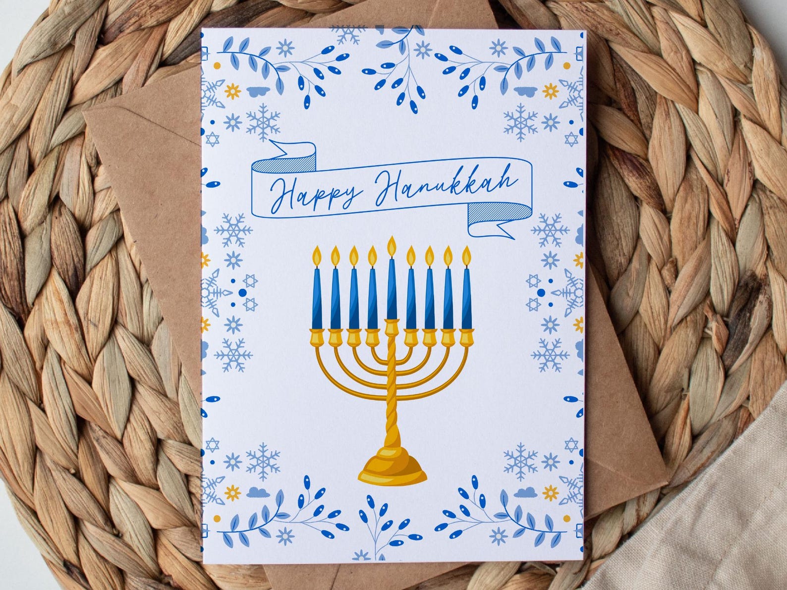 Hanukkah Cards PRINTABLE - DIGITAL DOWNLOAD Jewish Holiday Menorah ...