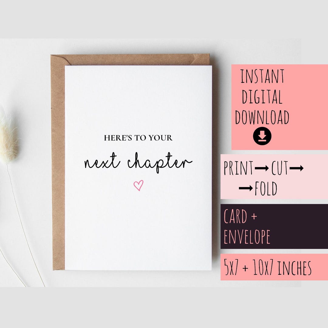 New Job Card PRINTABLE DOWNLOAD, Here's to Your Next Chapter, Leaving ...
