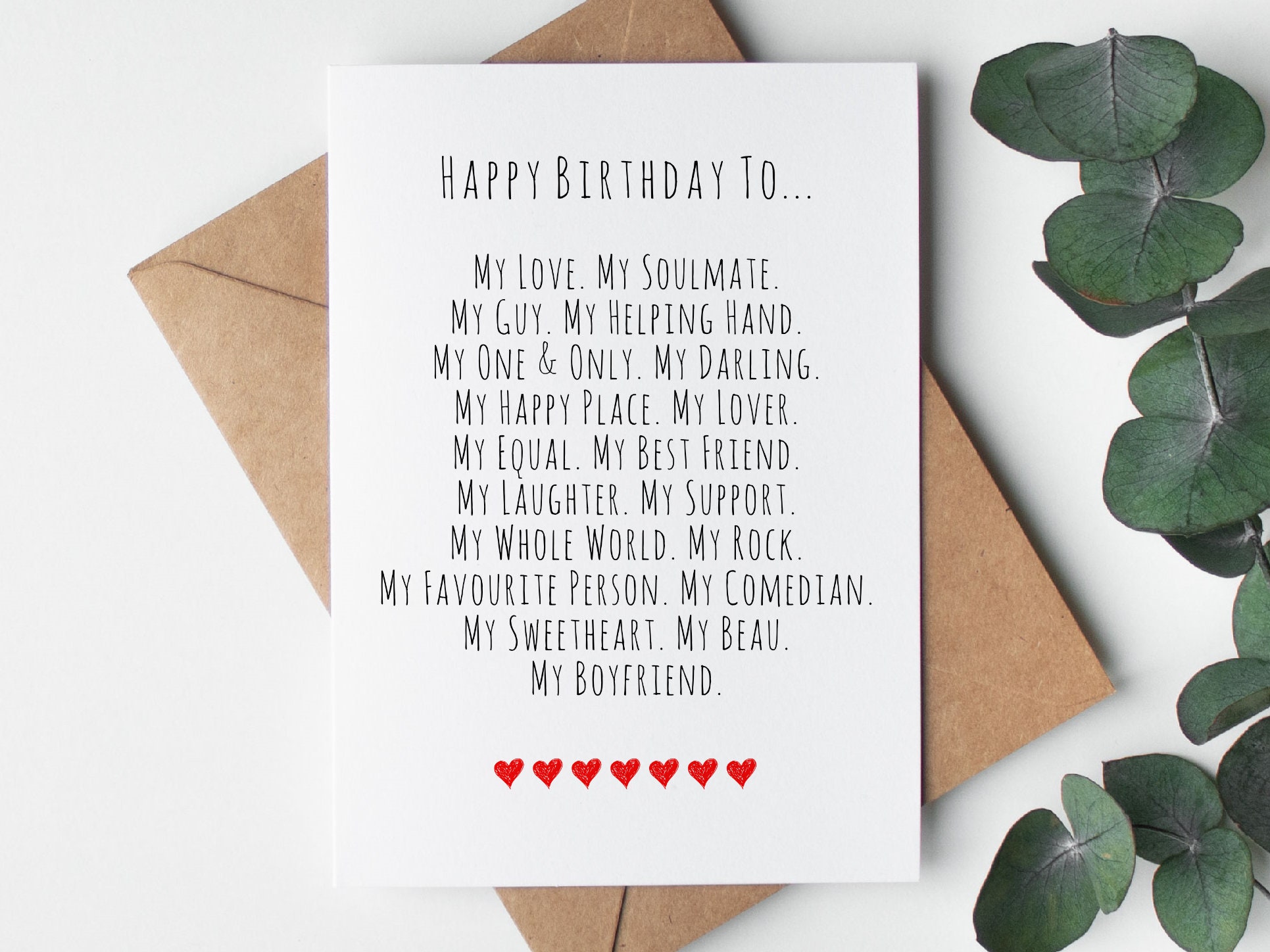 Birthday Card for Boyfriend Girlfriend Partner DIGITAL DOWNLOAD - Etsy