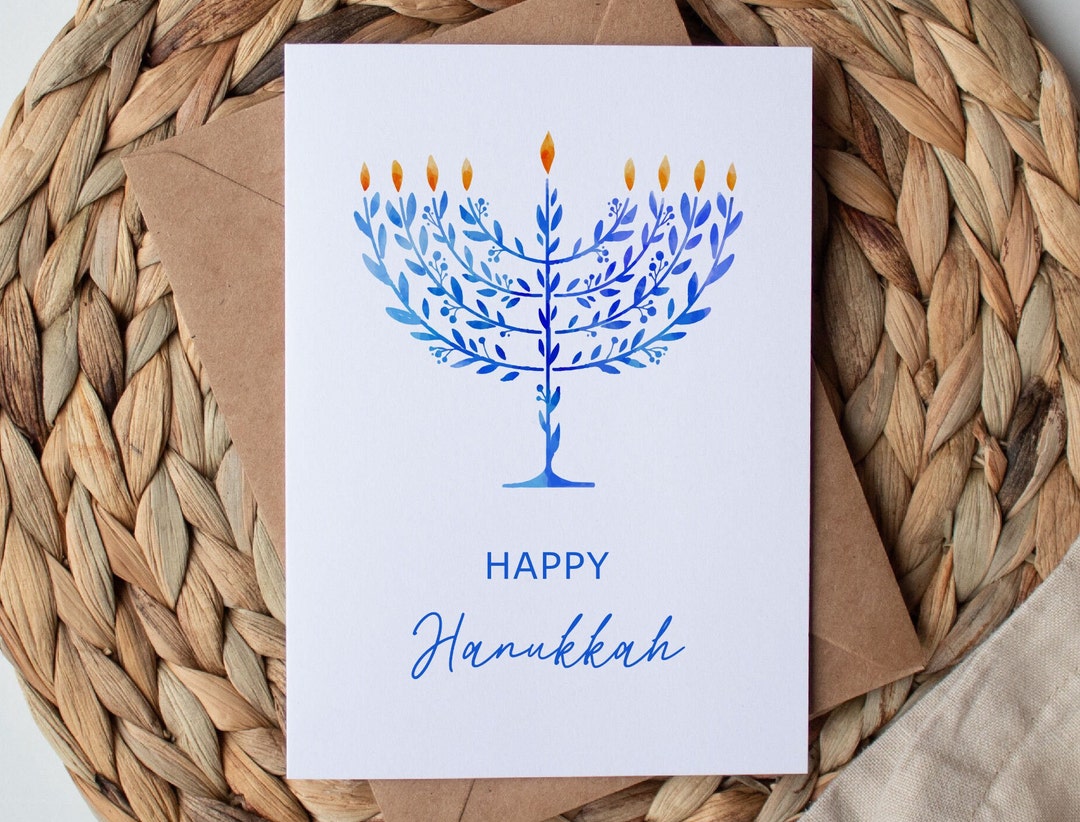 Hanukkah Cards PRINTABLE DIGITAL DOWNLOAD, Jewish Holiday Menorah ...