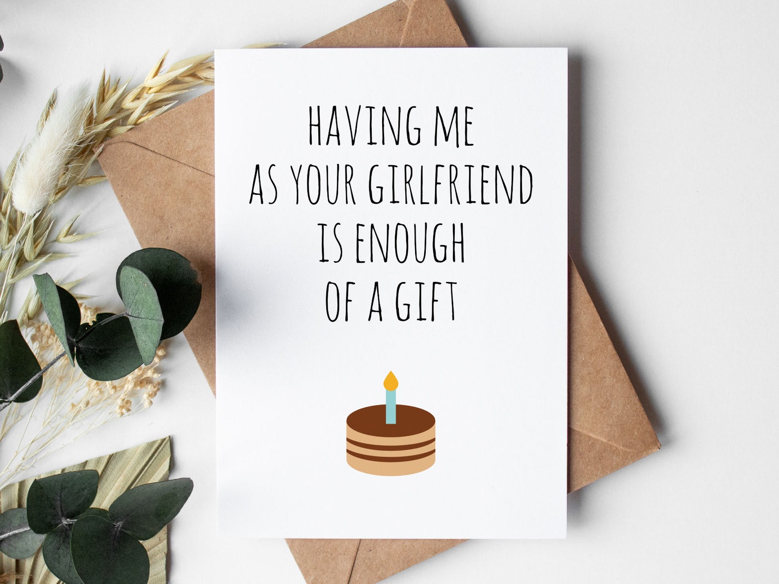 Birthday Card for Boyfriend PRINTABLE DOWNLOADABLE, Card With Envelope ...