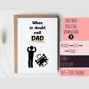 Fathers Day Card for Dad Printable Car, Gift for Dad, Digital Download ...