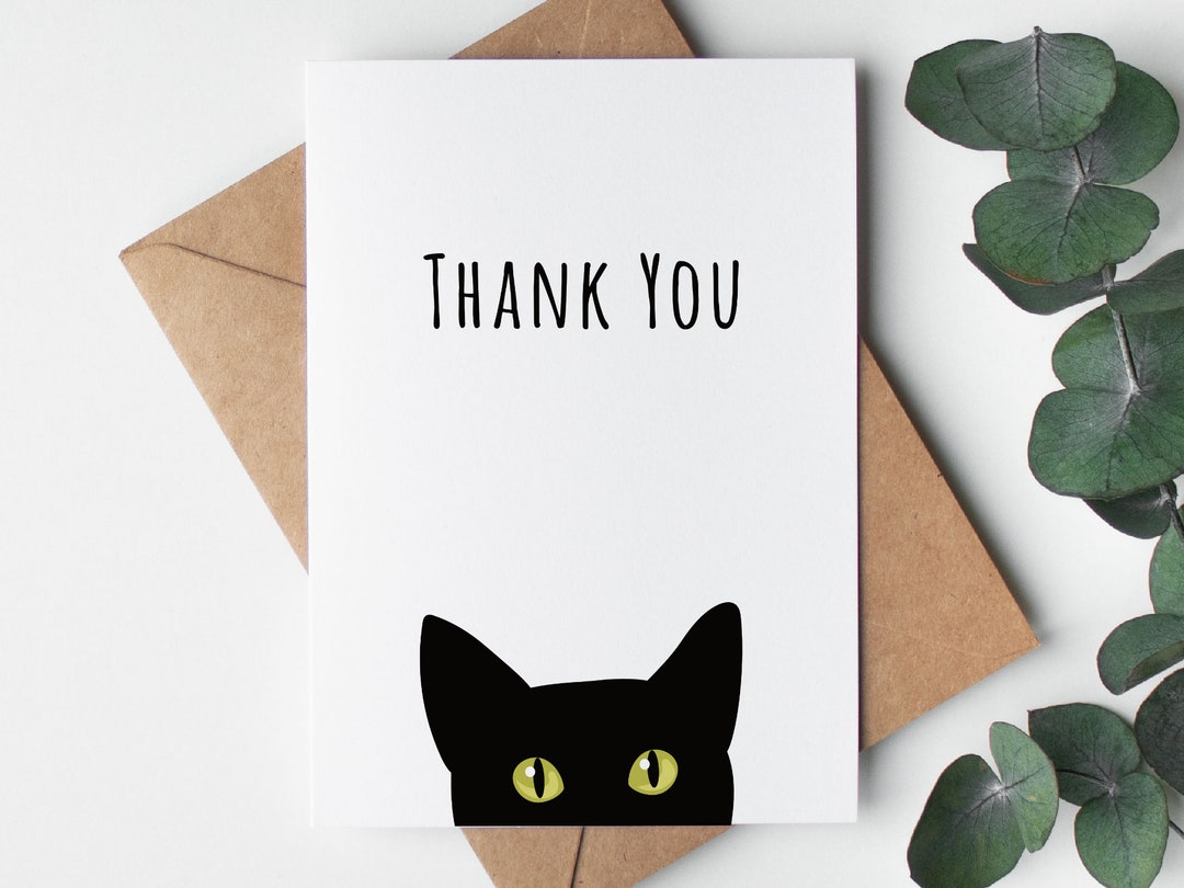 Thank You Card Cat DOWNLOADABLE, PRINTABLE - Etsy