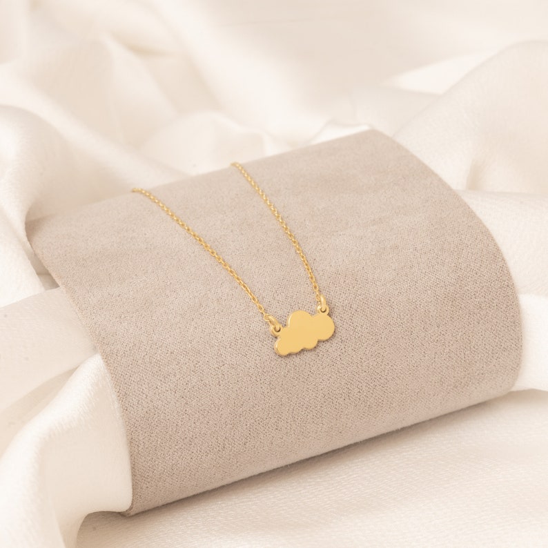14K Solid Gold Little Cloud Necklace - Dainty Cloud Pendant - 14K Gold ...