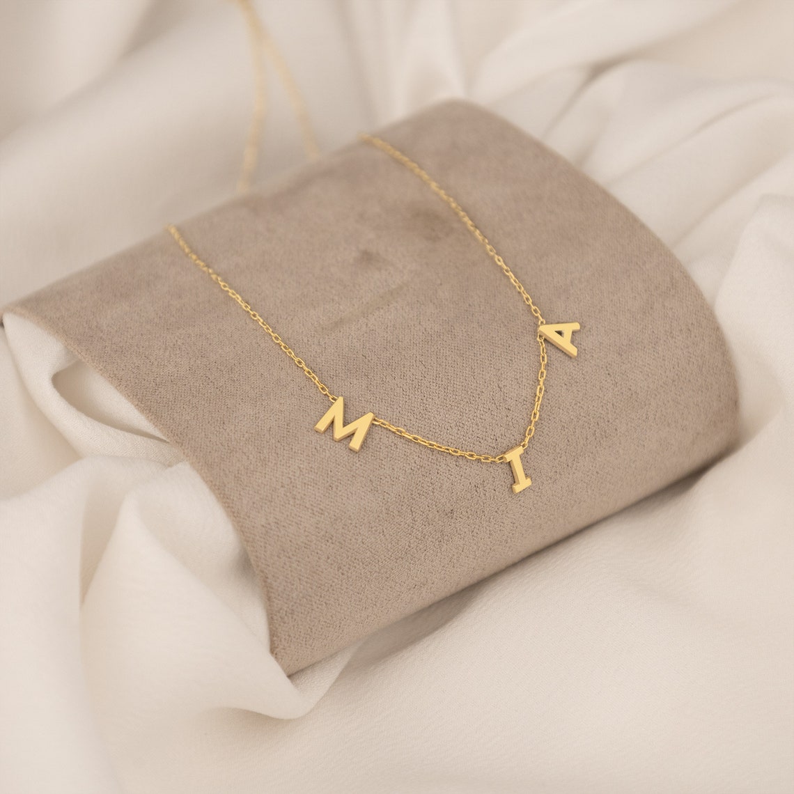 14K Solid Gold Minimalist Custom Initials Necklaces - Gold Custom ...