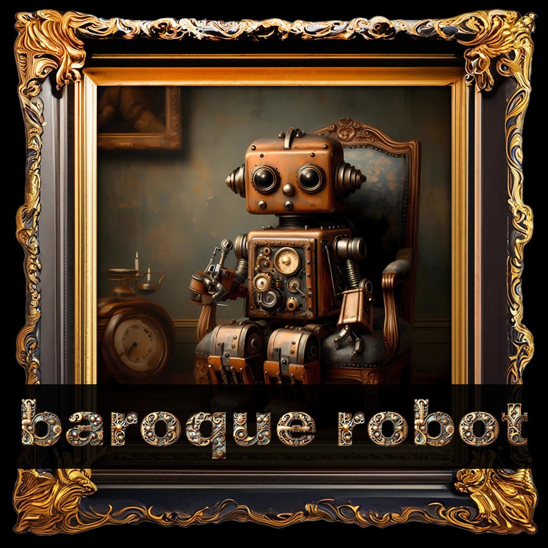 Baroque Steampunk Mechanical Robot. Painting in the Style of the ...