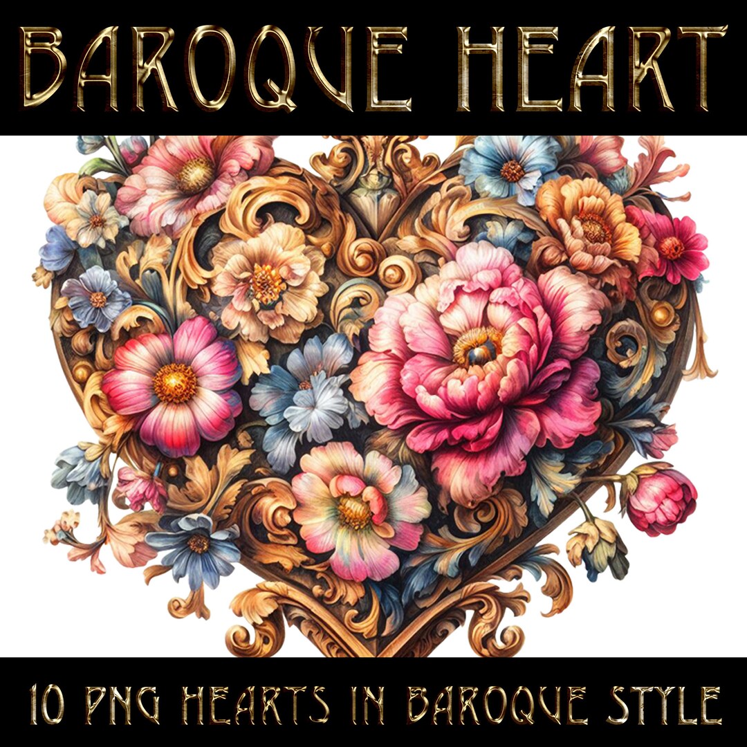 Heart of Baroque. Set of Wooden Hearts Decorated With Flowers in ...