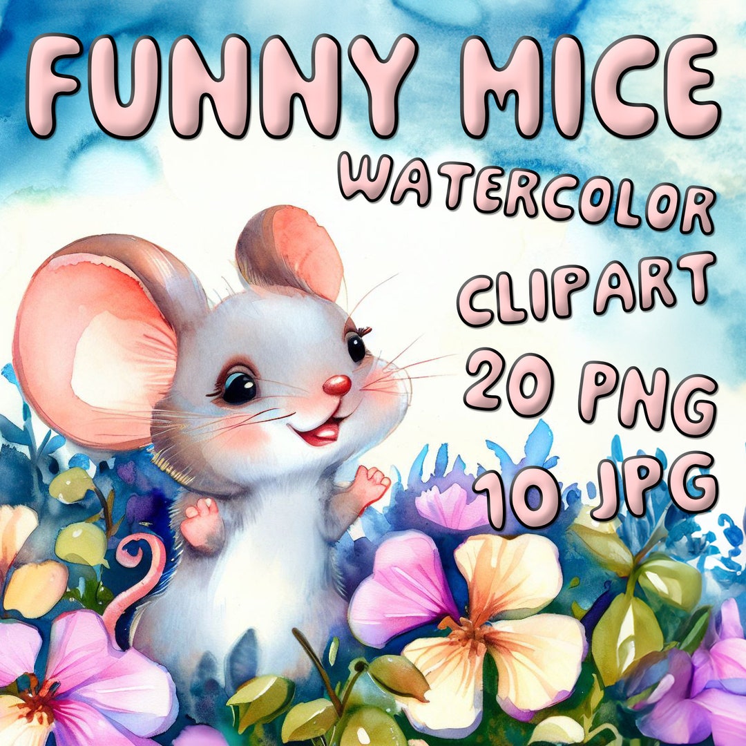 Funny Mice. Watercolor Clipart With Animals. Mice for a Good Mood. - Etsy