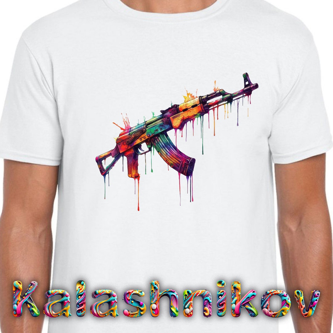 Multi-colored Kalashnikov Assault Rifle. Weapons Covered in Paint. No ...
