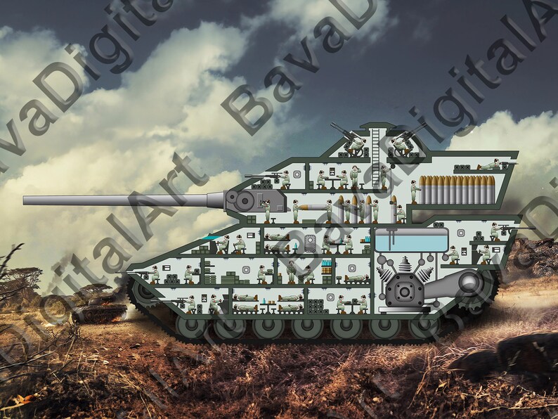 Supertank. Multi-story Fantasy Tank in Minimalist Style.. 1 JPG Image ...
