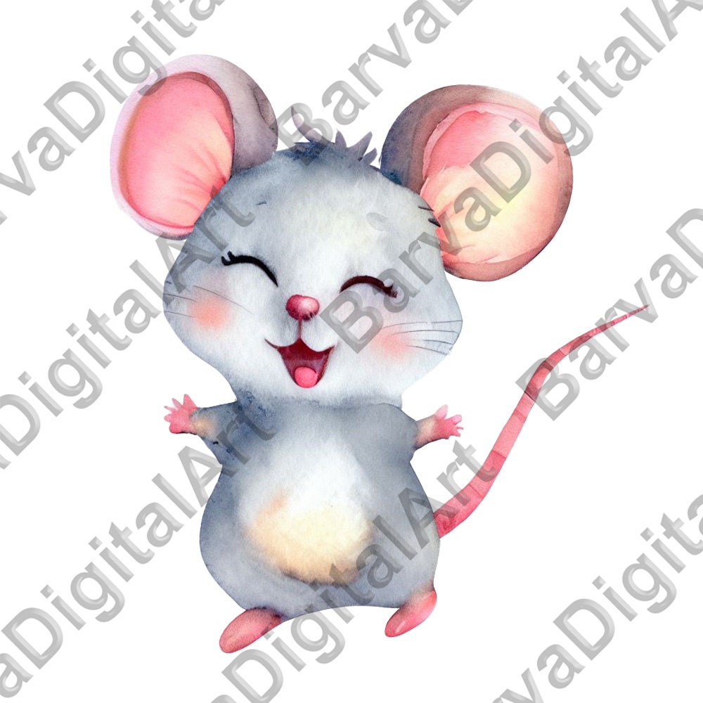 Funny Mice. Watercolor Clipart With Animals. Mice for a Good - Etsy