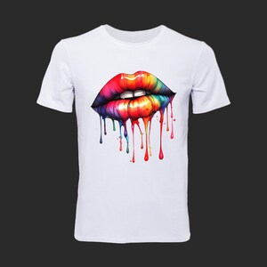 Multi-colored Kiss. Watercolor Images of Multi-colored Lips. Dripping ...