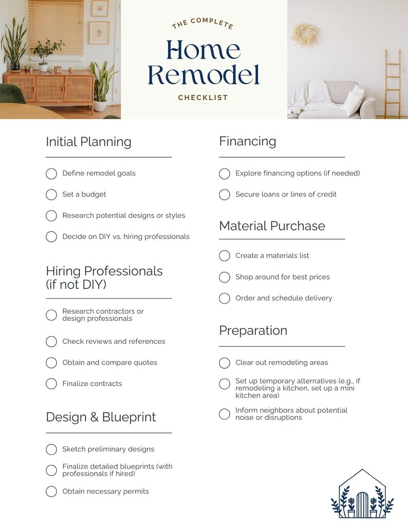Home Remodel Checklist Printable Home Renovation Checklist Notion ...