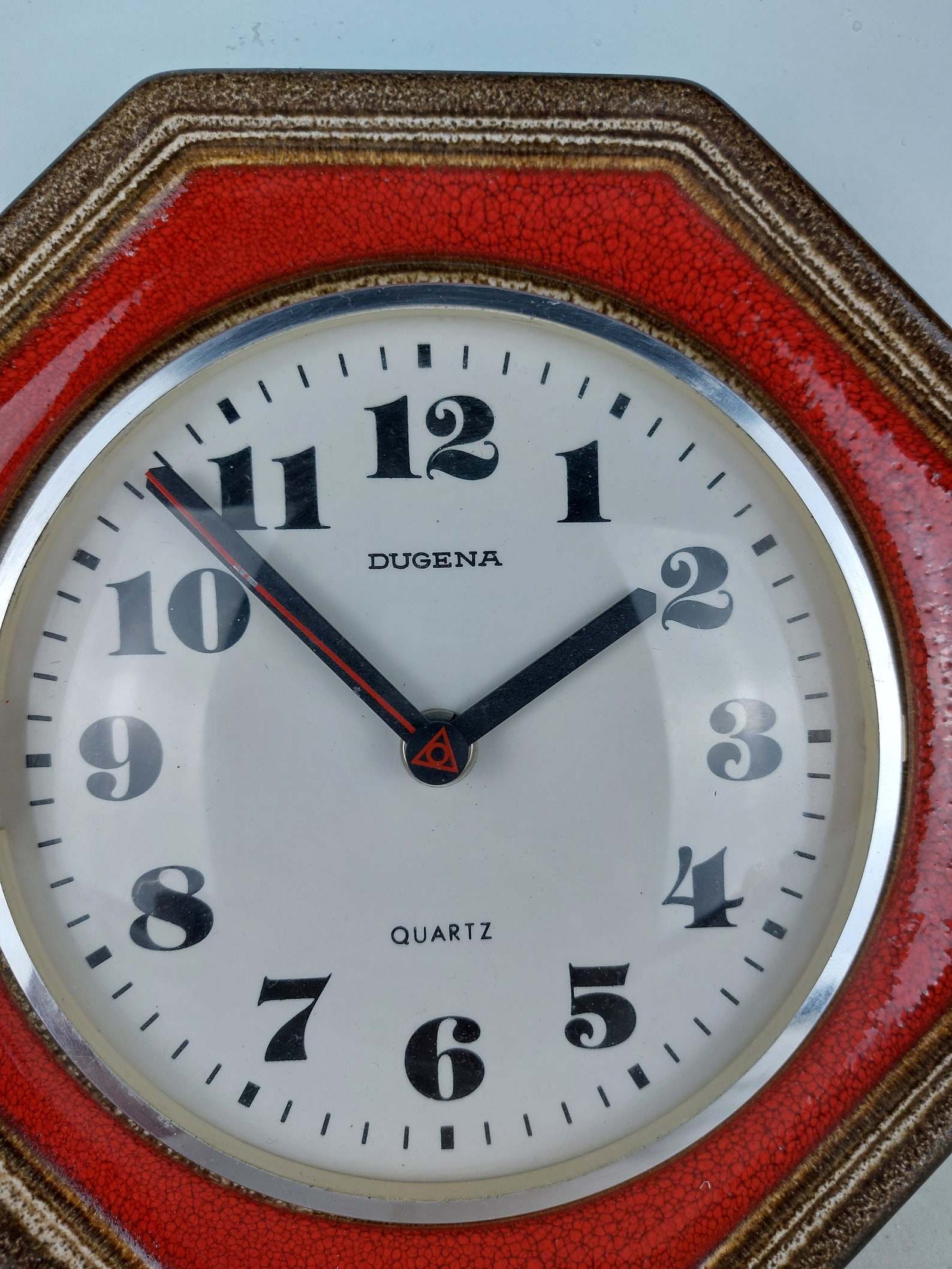 Dugena Clock, Wall Clock, Germany Clock, Ceramic Clock, Red Clock ...