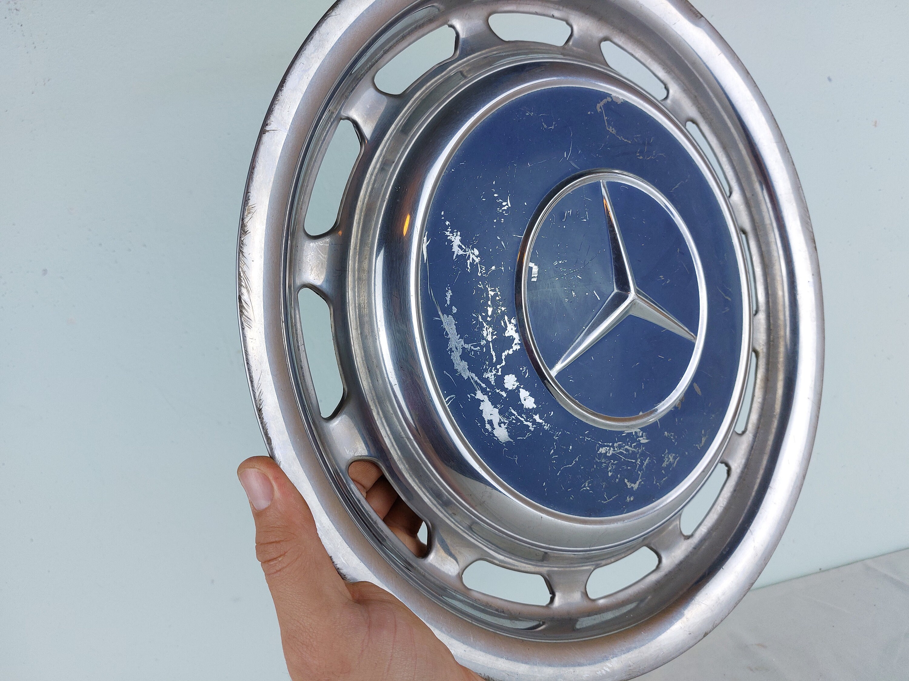 Vintage Mercedes Benz Hubcap Dark Blue Silver Retro - Etsy