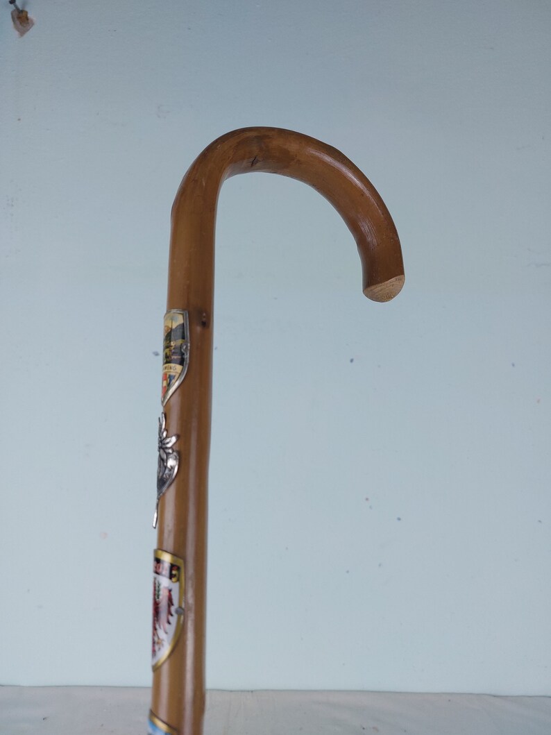 7 Emblem Cane, Vintage Walking Sticks, Retro Cane, Vintage Cane ...