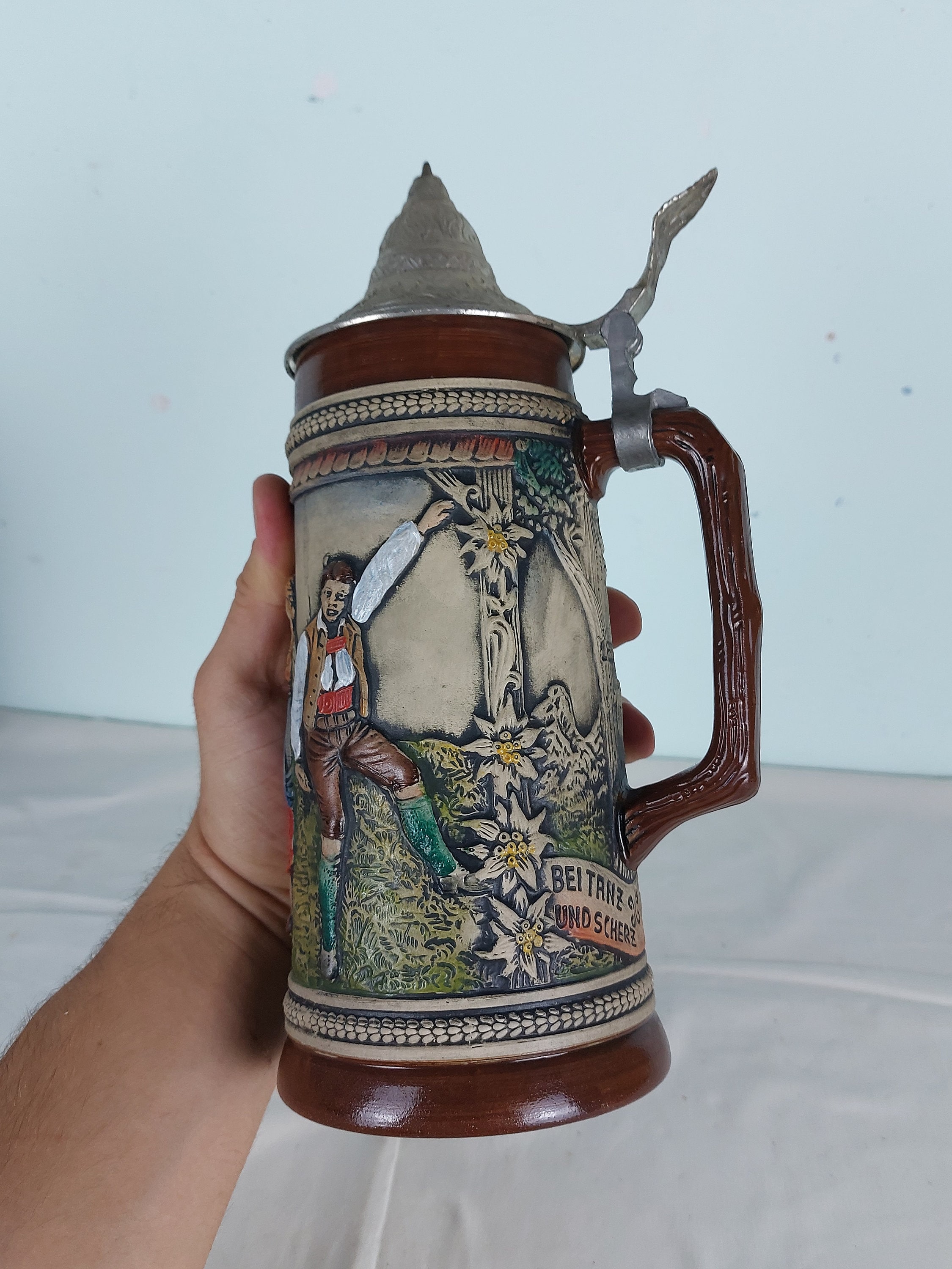 Large Beautiful Mug Vintage Ceramic Beer Mug Pottery Home - Etsy