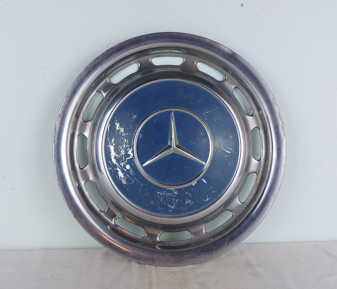Vintage Mercedes Benz Hubcap, Dark Blue, Silver, Retro, Germany ...