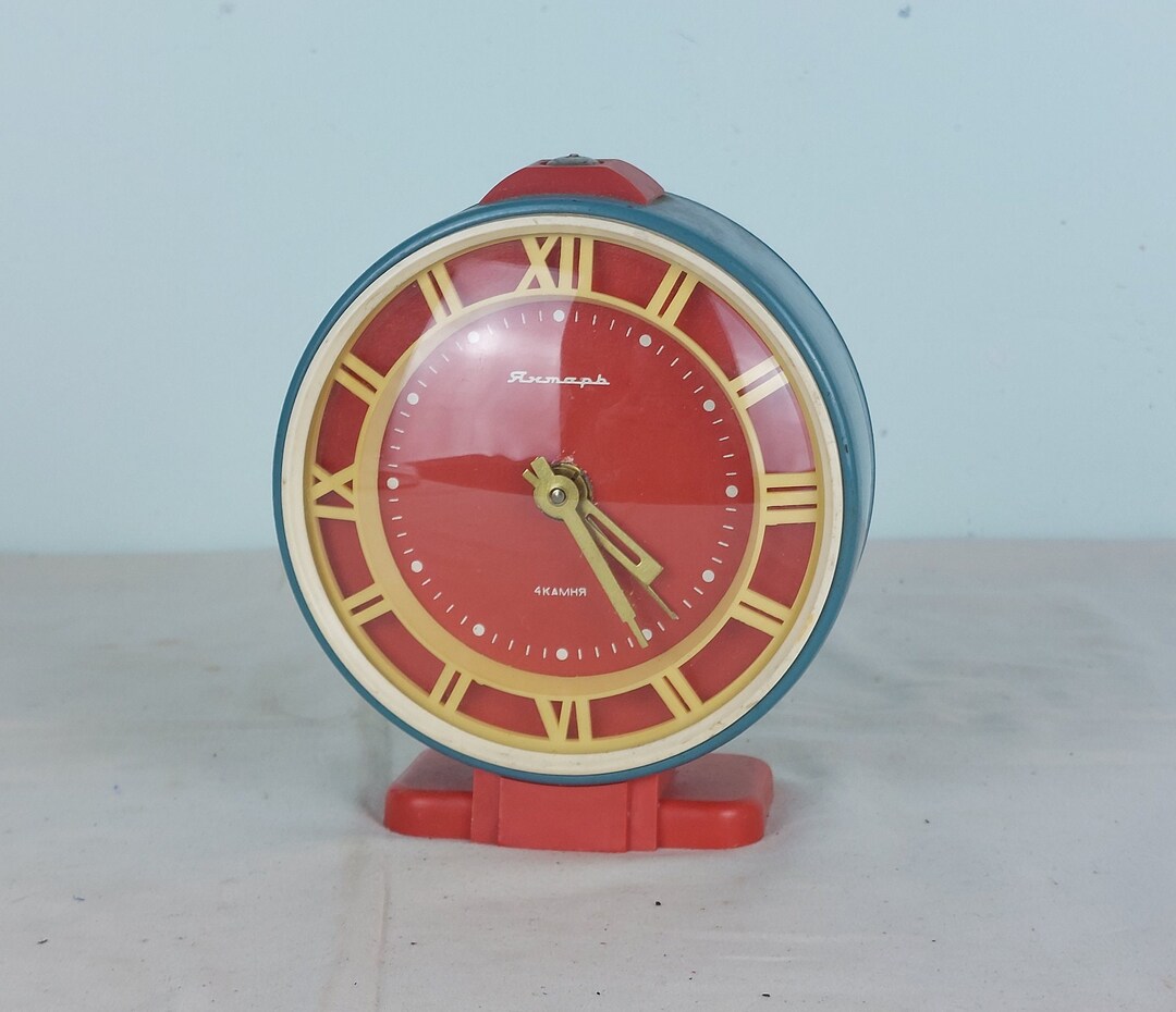 Soviet Red Clock, Alarm Clock, Table Clock, Beautiful Clock, Blue and ...