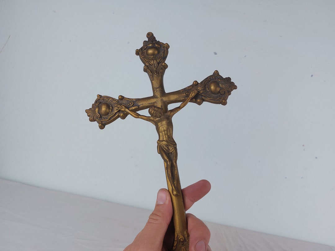Brass Crucifix, Desk Crucifix, Vintage Cross, Vintage, Retro, Old ...