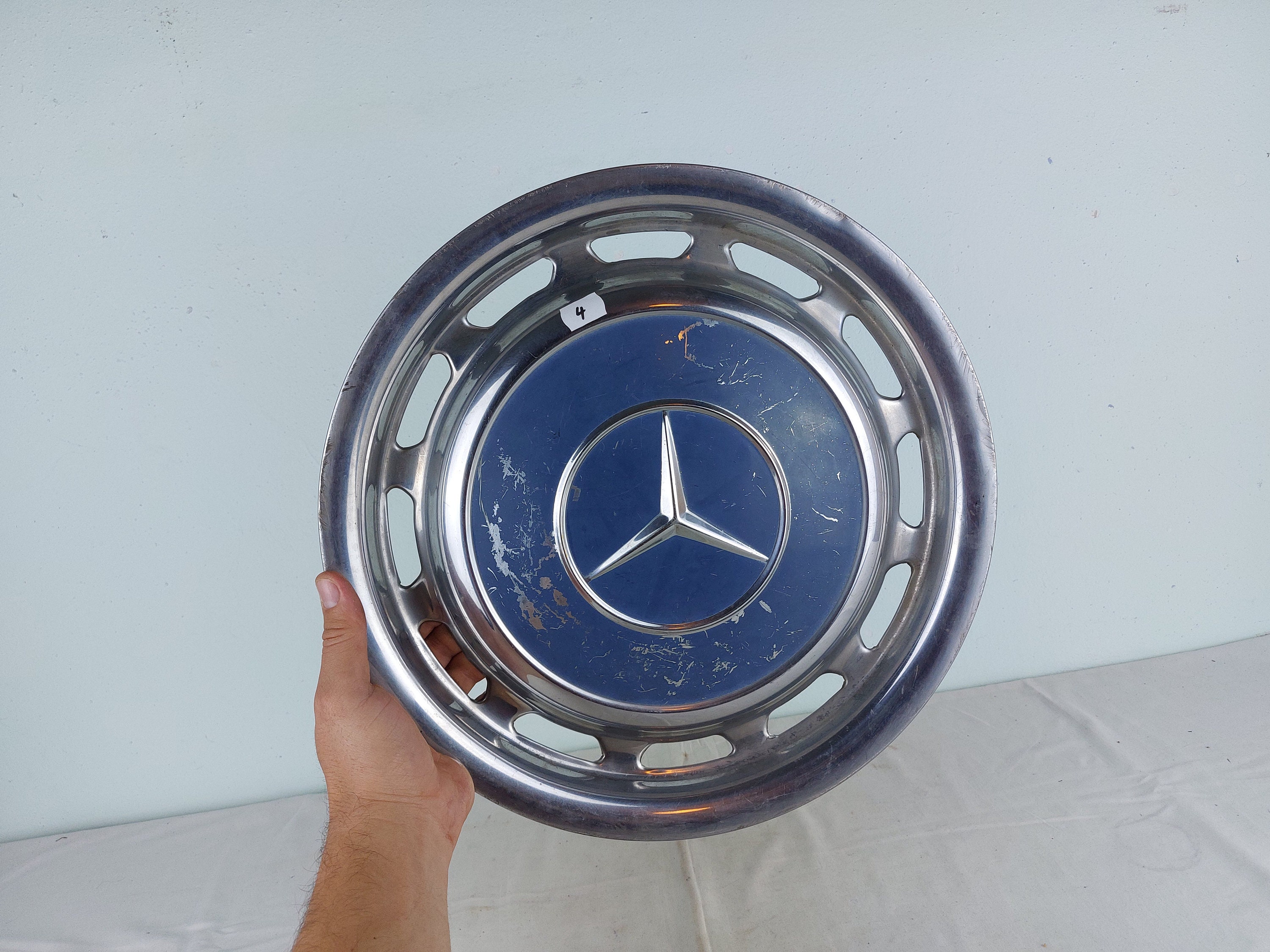 Vintage Mercedes Benz Hubcap Dark Blue Silver Retro - Etsy