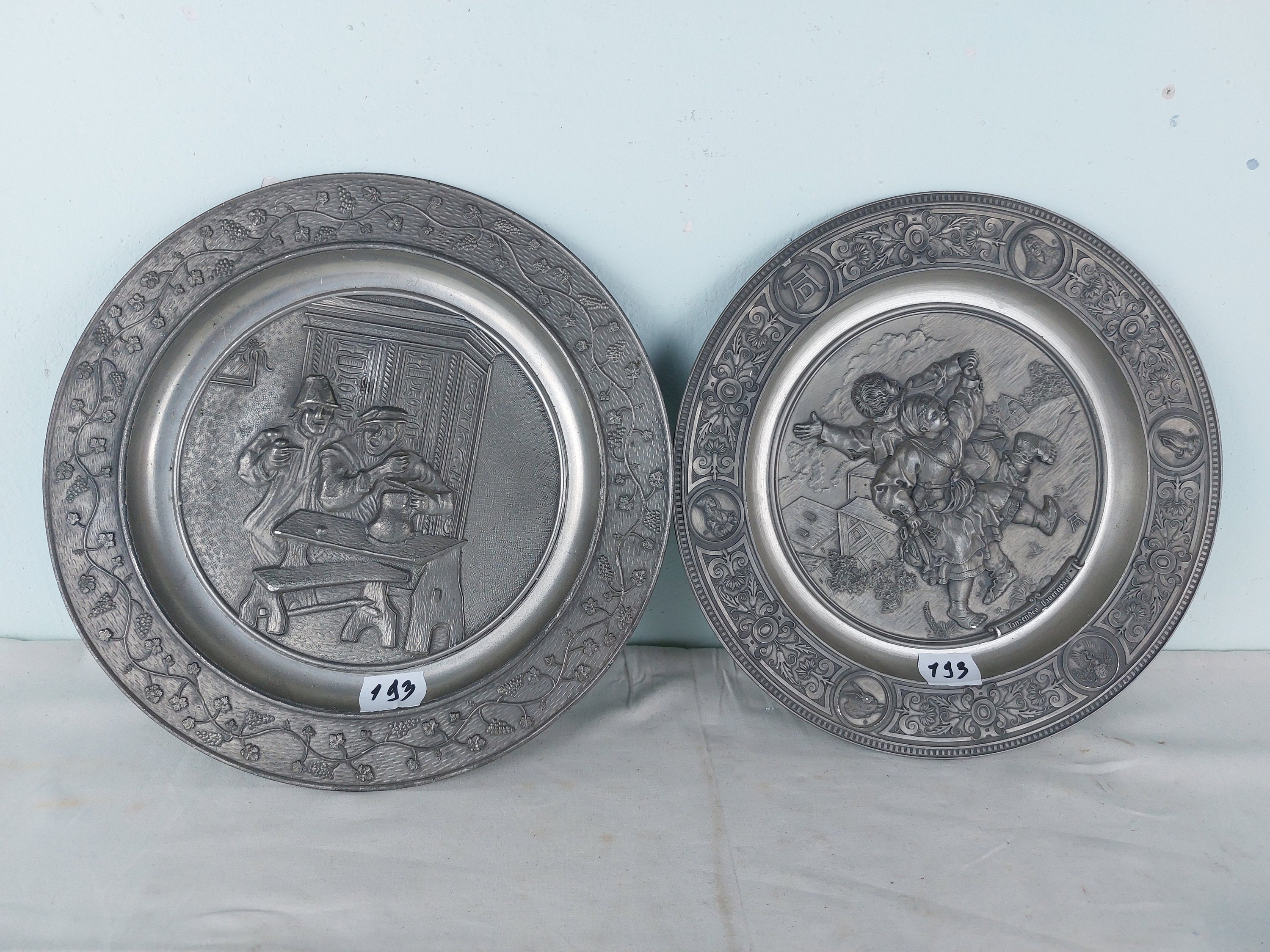 2 Zinn Plate, Collectable Plate, Wall Plate, Metal Plate, Germany Plate ...