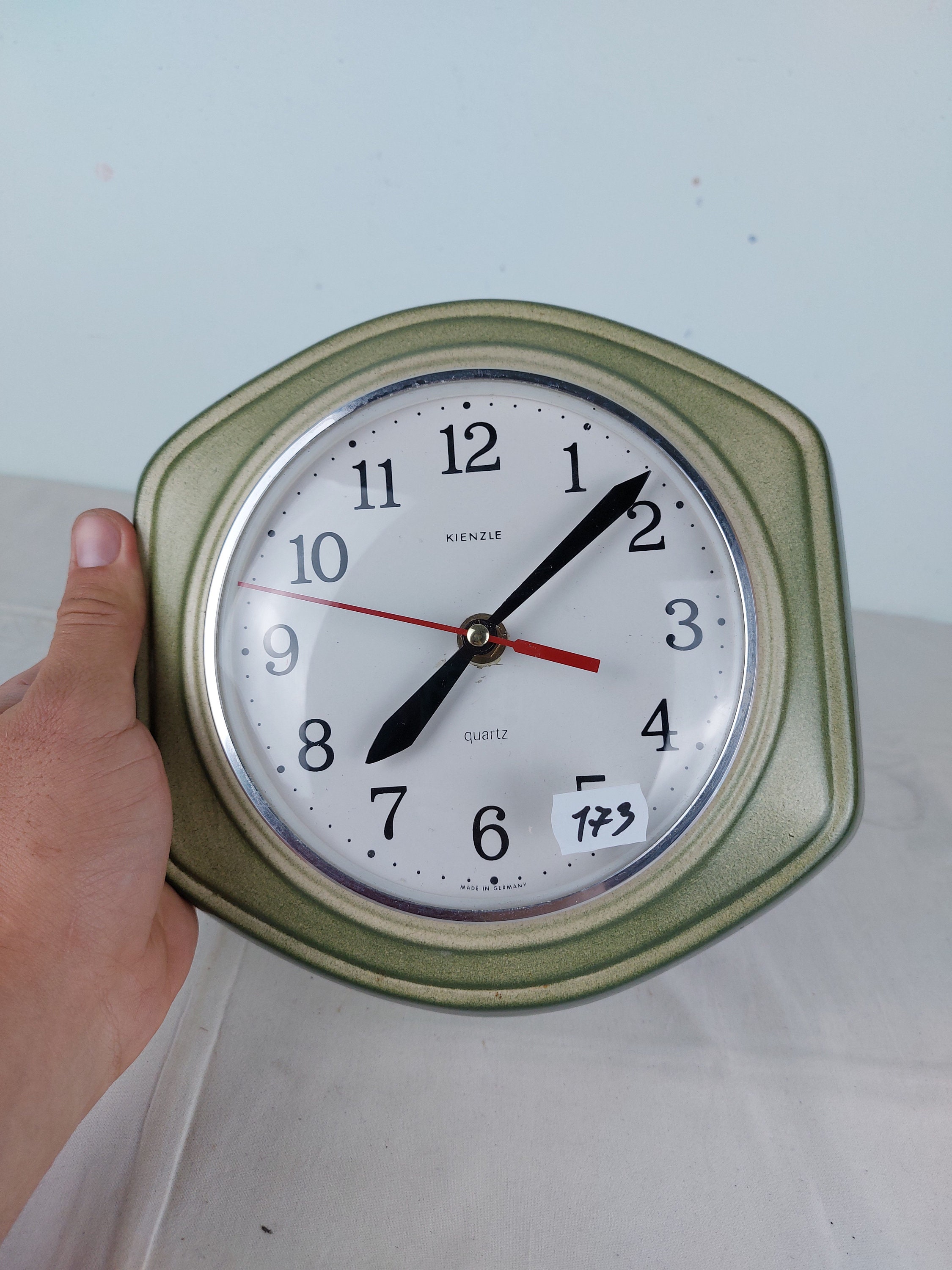 Kienzle Clock, Light Green Clock, Wall Clock, Ceramic Clock, Vintage ...
