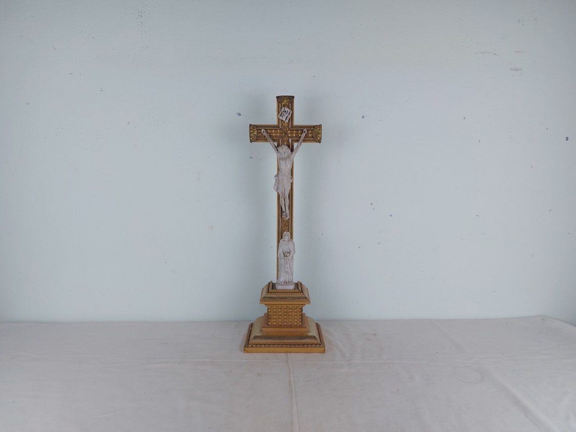 Gold Crucifix, Desk Crucifix, Vintage Cross, Vintage, Retro, Old ...