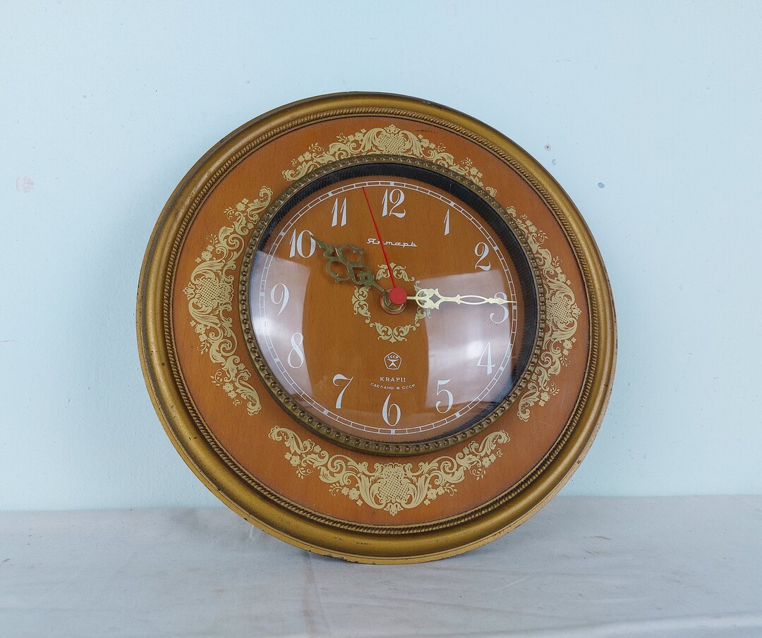 Soviet Wall Clock, Beautiful Flower Clock, Wooden Clock, Retro Clock ...