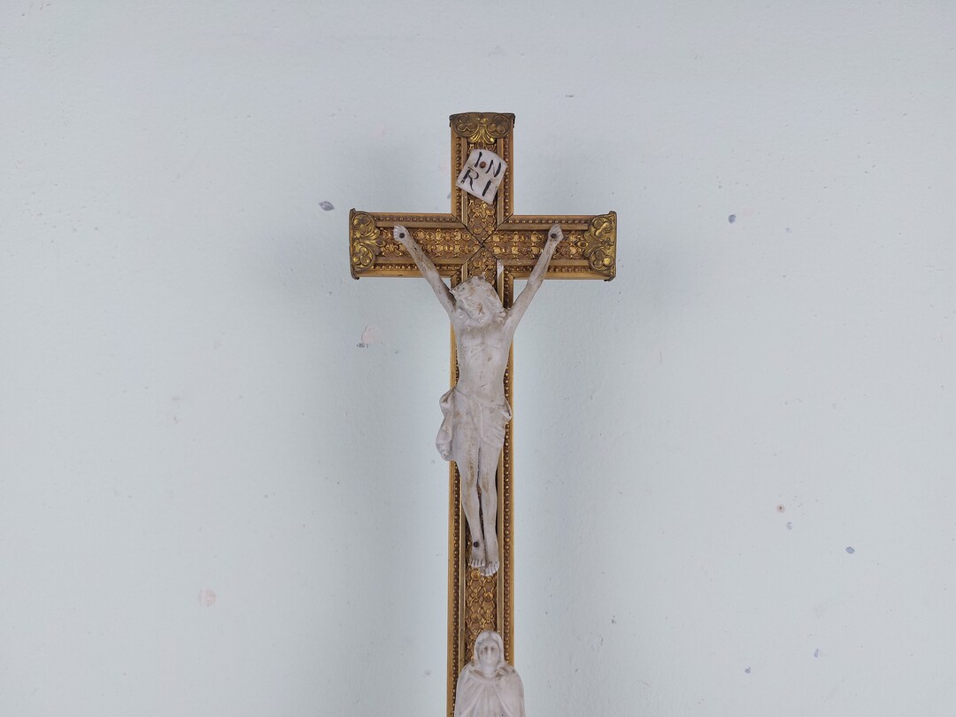 Gold Crucifix, Desk Crucifix, Vintage Cross, Vintage, Retro, Old ...