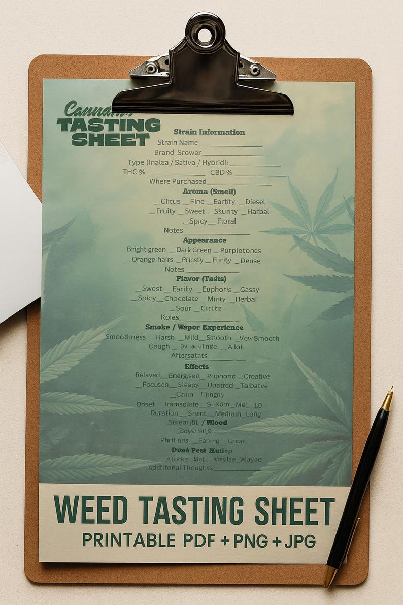 Weed Tasting Sheet PDF | Cannabis Strain Review Log | Marijuana Journal ...