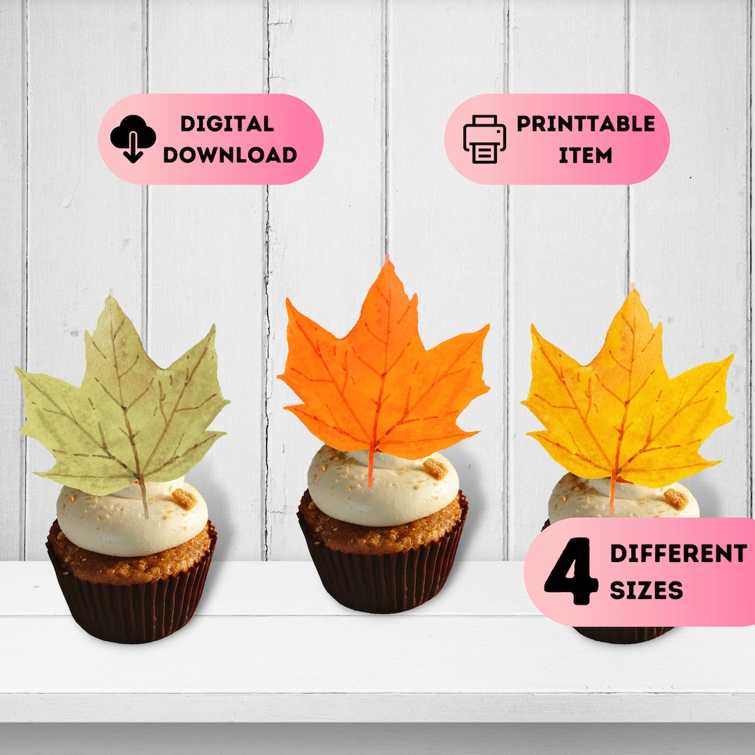 Autumn Maple Leaves Cupcake Topper,fall Leaf Cake Decal,thanksgiving ...