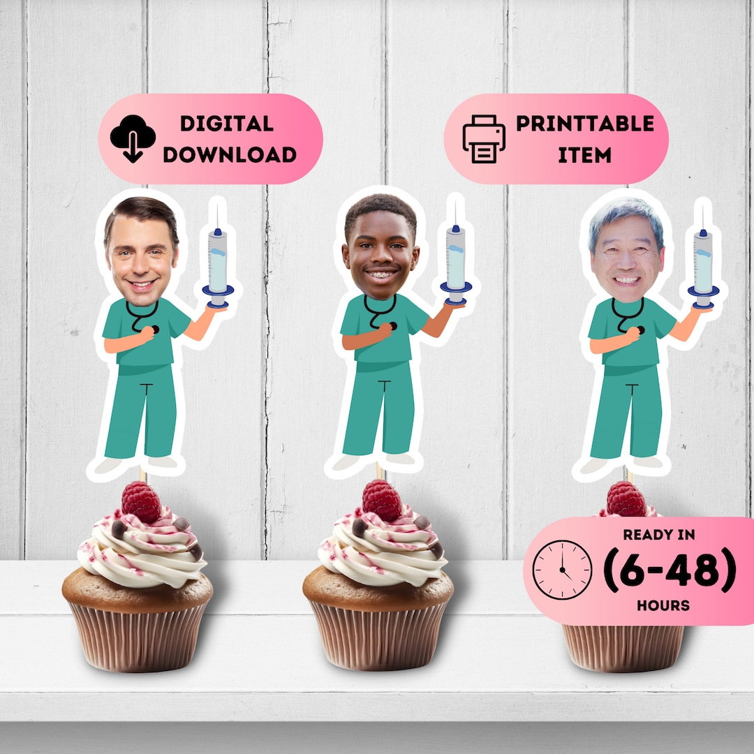 Personalized Male Nurse Graduate Face Toppers,retirement Cupcake ...