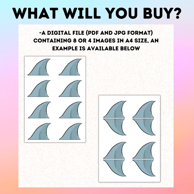 Printable Shark Fin Cupcake Toppers,under the Sea Birthday Party Decal ...