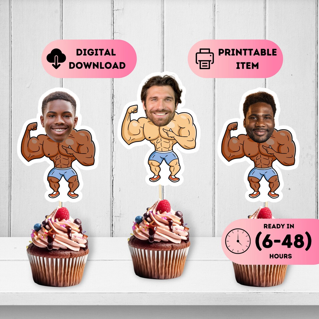 Personalized Body Builder Face Toppers,personal Trainer Cupcake Decal ...
